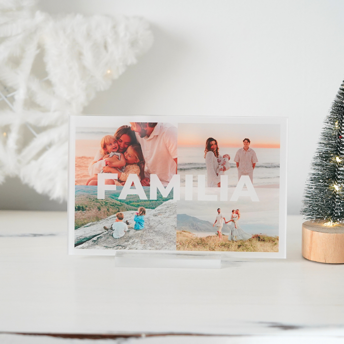 Placa FAMILIA con fotos Regalo personalizado Cristal Plaque